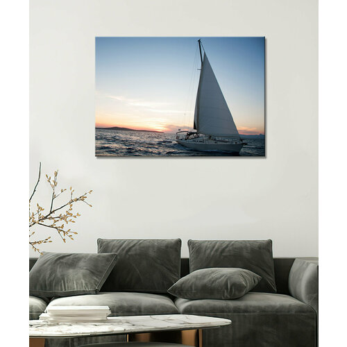 Картина на холсте для интерьера на стену - Парусный спорт - яхта, барк, бриг, катамараны, бригантины, фрегаты (19) 40х60