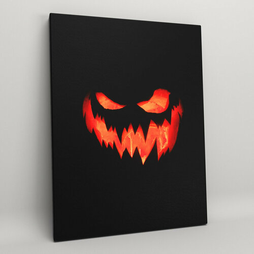 Картина на холсте (интерьерный постер) "Тыква на Хеллоуин", с деревянным подрамником, размер 45x60 см