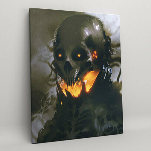 Картина на холсте (интерьерный постер) "Sci-Fi череп инопланетянина", с деревянным подрамником, размер 30x40 см