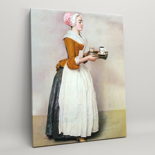 Картина на холсте, репродукция "Шоколадница - Жан-Этьен Лиотар", с деревянным подрамником, размер 30x40 см