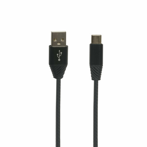 USB кабель "LP" Type-C кожаная оплетка 1м черный