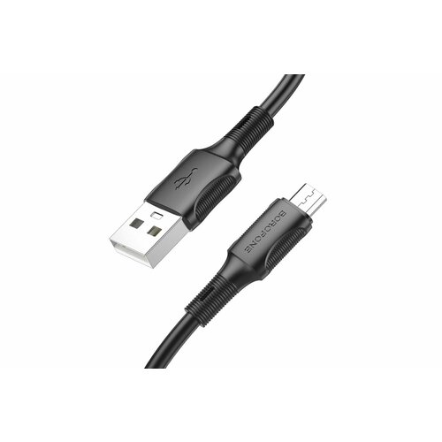 Кабель USB - микро USB Borofone BX80, 1.0м, круглый, 2.4A, силикон, цвет: чёрный
