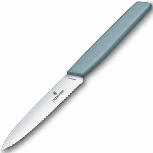 Victorinox Kitchen 6.9006.10W21 Нож victorinox для резки овощей и фруктов, лезвие волнистое с заостренным кончиком 10 см, голубой