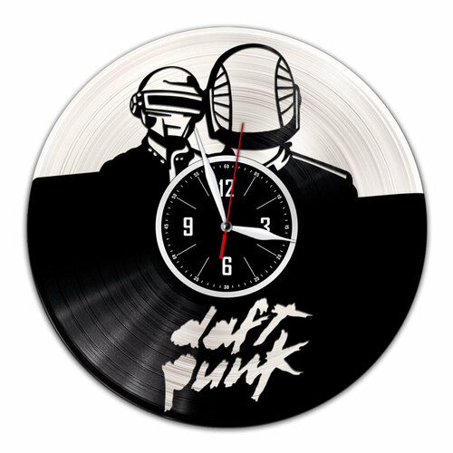 Daft Punk - настенные часы из виниловой пластинки (с серебряной подложкой)