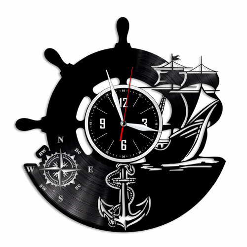 Морские - настенные часы из виниловой пластинки
