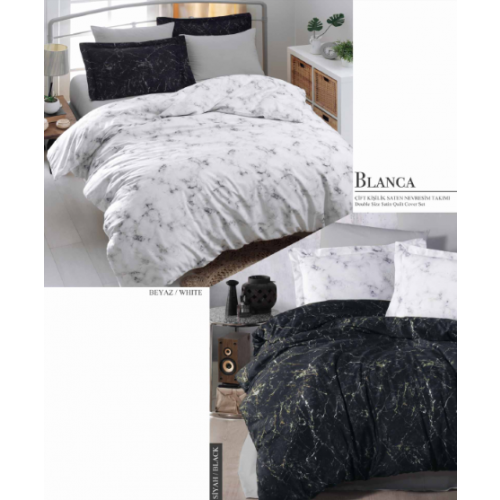 Комплект постельного белья Ecosse SATIN DOUBLE (BLANKA) черный 160*220 семейный, сатин