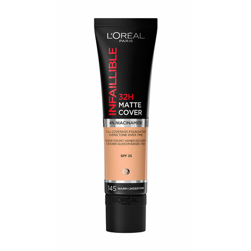 L'OREAL Тональный крем для лица Infaillible Matte 32H SPF25, 30 мл, 145 Beige