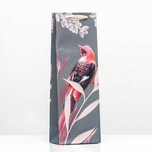 АРТ дизайн Пакет подарочный под бутылку «Pink Bird» 12 х 36 х 8,5 см