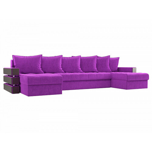 Угловой диван Веста (Венеция) П-образный Фиолетовый, механизм Еврокнижка