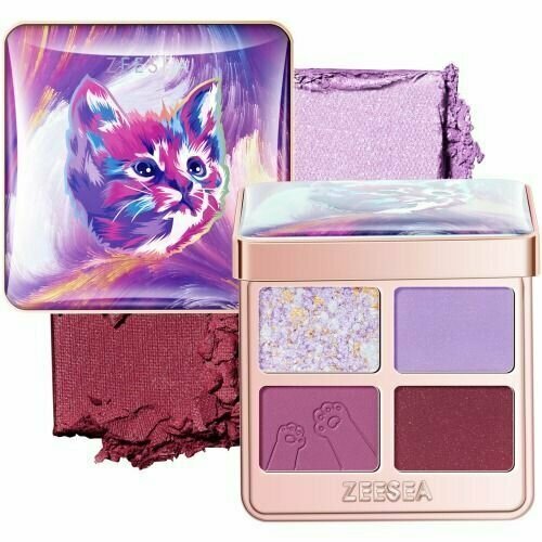 Тени для век, Zeesea, Tipsy Kitty Eyeshadow Quad, тон 04, 3.5 г