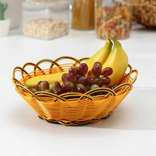 Корзинка для фруктов и хлеба "Венок", 22x8 см, цвет золотистый