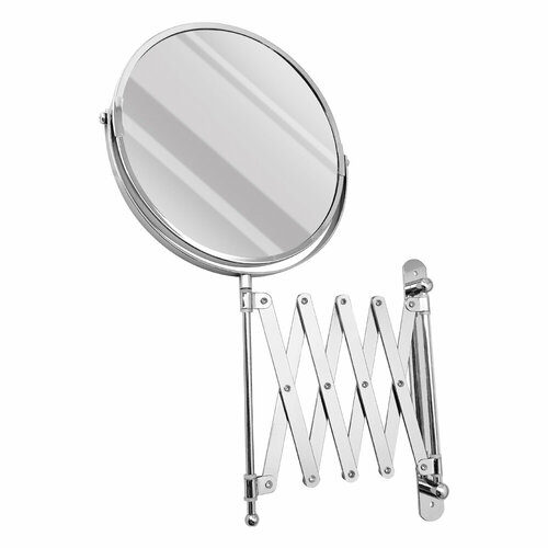 Санакс - Зеркало косметическое настенное, раздвижное, нержавейка хромированная Диаметр 20см
