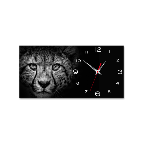 Часы настенные на стекле | Diva Kartina | Природа. Животные. Одинокий гепард | 60X30 см | Немецкий механизм