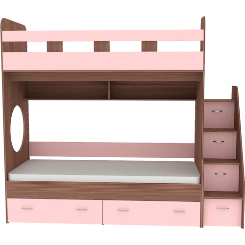 Двухъярусная кровать Юниор 1 90x200 Бодего Темный Розовый