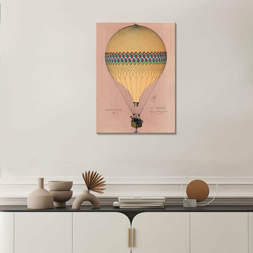 Картина/Картина на холсте/Картина на холсте для интерьера/ - желтый воздушный шар на розовом фоне винтаж 60х80