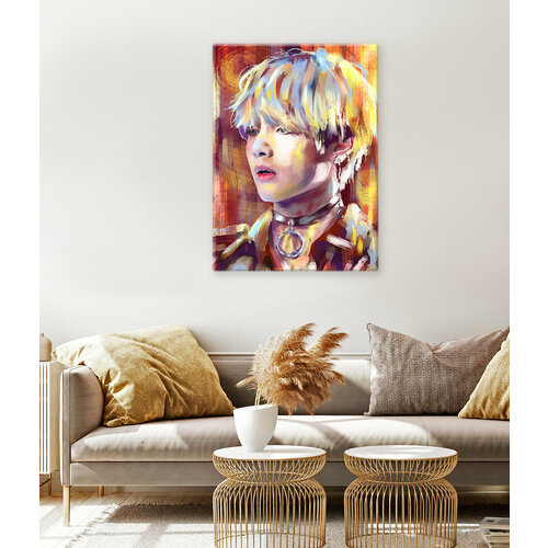 Картина/Картина на холсте/Картина на холсте для интерьера/Картина на стену/Картина в подарок для дома/- Ким Тэхён BTS арт портрет красками 20х30