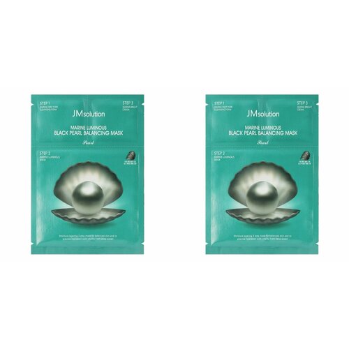 Набор JMsolution для сияния кожи, Marine Luminous Black Pearl Balancing Mask, 1,5 мл x 2, 30 мл, 2 шт