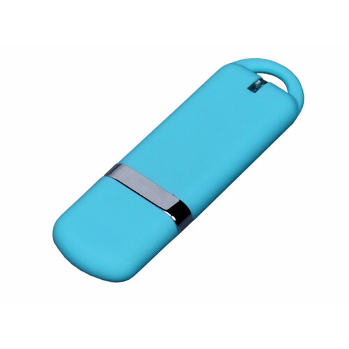 Классическая флешка soft-touch с закругленными краями (32 Гб / GB USB 2.0 Бирюзовый 005 Flash drive Модель 187)