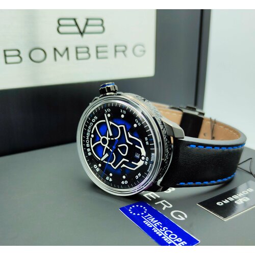 Наручные часы Bomberg мужские BB-01 Automatic Blue Skull CT43APBA.23-2.11. для мужчин производства Швейцарии, черный, синий