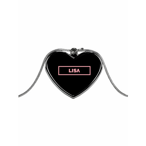 Комплект украшений Подвеска сердечко с рисунком на тонкой цепочке, металл, длина 25 см., черный