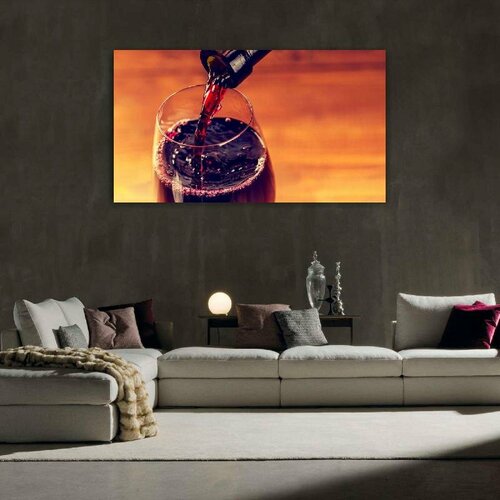 Картина на холсте 60x110 LinxOne "Вино бокал красное вино" интерьерная для дома / на стену / на кухню / с подрамником