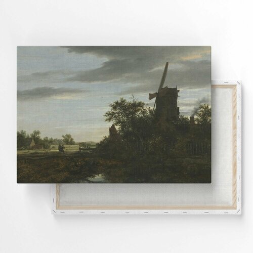 Картина на холсте, репродукция / Якоб ван Рёйсдал - Landscape with a Windmill / Размер 40 x 53 см