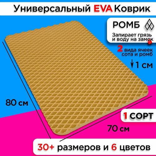 Коврик придверный EVA 80 х 70 см грязезащитный входной в прихожую износостойкий ковер на пол под обувь на кухню в шкаф