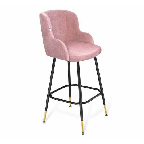 Барный стул, Стул барный со спинкой, микровелюр/металл, пыльная роза