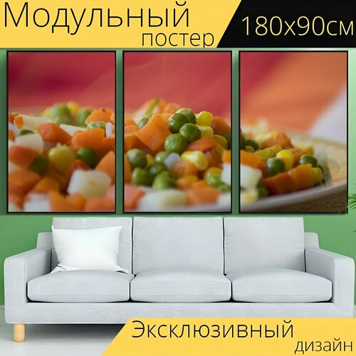 Модульный постер "Овощ, еда, здоровый" 180 x 90 см. для интерьера