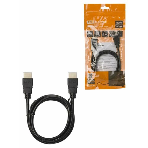 Кабель АВК 1 HDMI - HDMI, v2.0, позолоченные контакты, 1 метр, TDM SQ4040-0001, цена за 1 штуку