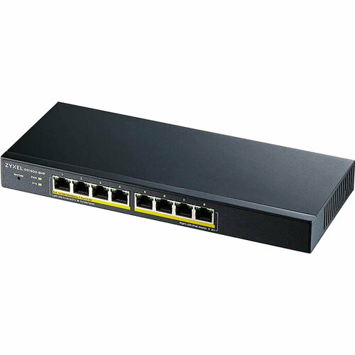 ZyXEL Коммутатор Zyxel GS1900-8HP Smart L2 PoE+ Switch , 8xGE PoE+, Desktop, Silent, Budget PoE 70W