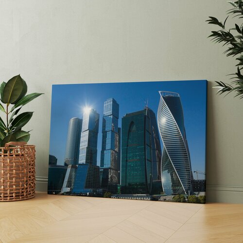 Картина на холсте (Москва-Сити, новый квартал, красивые строения) 50 70 см/для интерьера/в комнату/на стену/в подарок