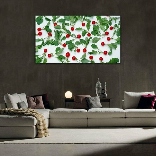 Картина на холсте 60x110 LinxOne "Редиски, редиска, текстура, hd" интерьерная для дома / на стену / на кухню / с подрамником