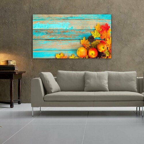 Картина на холсте 60x110 LinxOne "Осенняя композиция с яблоками" интерьерная для дома / на стену / на кухню / с подрамником
