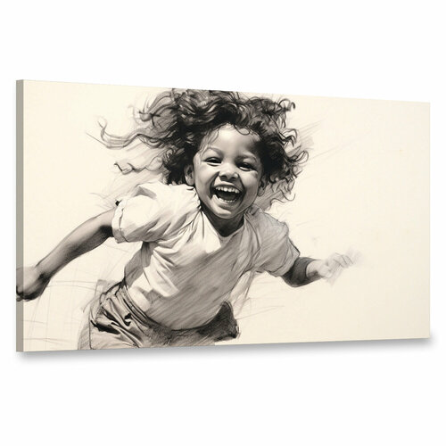 Интерьерная картина 100х60 "Ребенок графика карандаш"