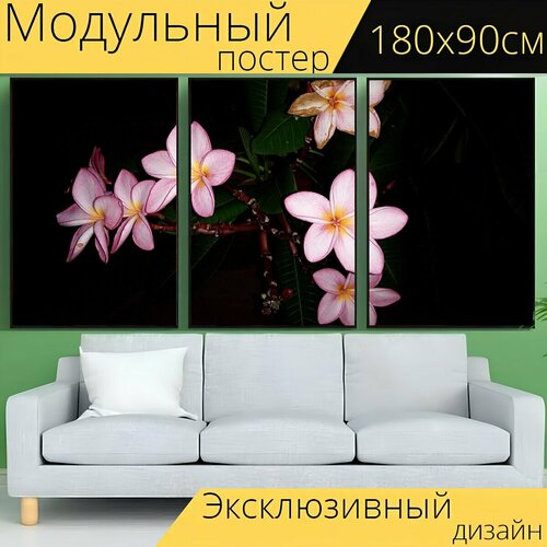 Модульный постер "Фарфоровый цветок, фарфоровые цветы, красивые цветы" 180 x 90 см. для интерьера