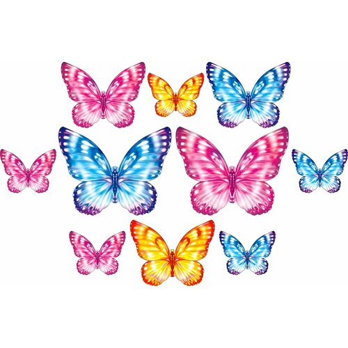 Набор мини плакатов "Бабочки", с блёстками, 10 шт.