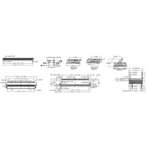 Разъем FPC Flip-Lock 0510-32RLGF 32 pin высота 1мм шаг 0,5мм