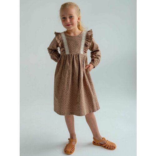 Платье, размер 140-146, коричневый
