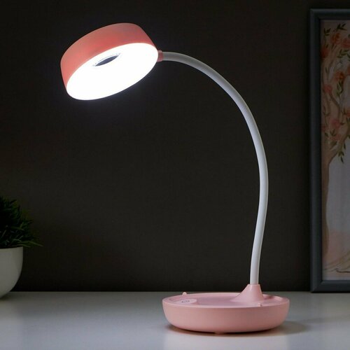 Настольная светодиодная LED лампа - лупа, цвет: розовый