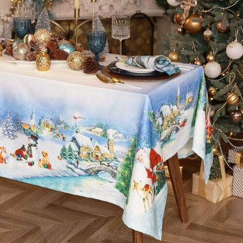 Скатерть столовая 150х220 см, Саржа (100% хлопок) Этель "Рождественский вечер"