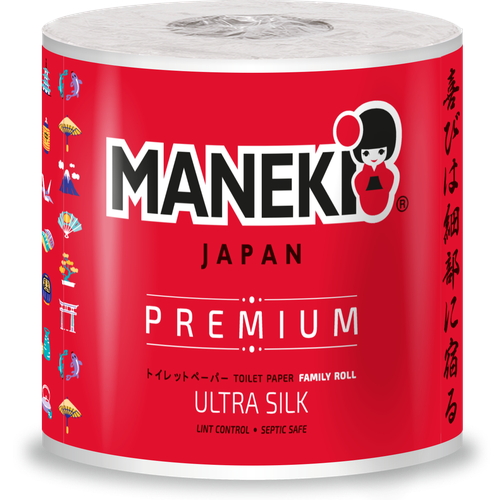 Maneki Туалетная бумага Kabi Red белая 3-х слойная 214 л 30 м 1 рул