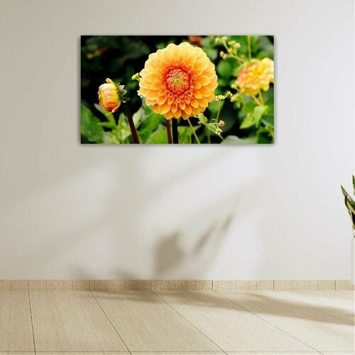 Картина на холсте 60x110 LinxOne "Цветок растение георгины" интерьерная для дома / на стену / на кухню / с подрамником