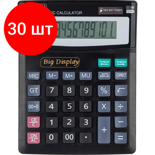 Комплект 30 штук, Калькулятор настольный полнораз-й Attache ATC-444-12F12раз. дв. пит,192x148мм