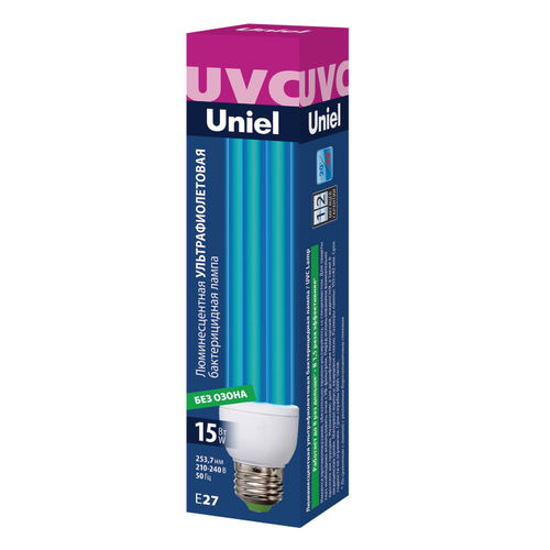 Люминесцентная лампа ЛЛ УФ бактерицидная ECOAIR UVC 15W E27