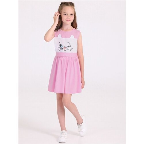 Платье Апрель, размер 62-122, белый, розовый