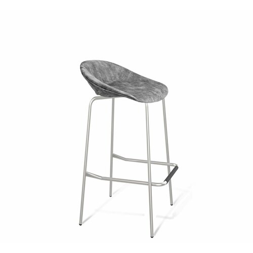 Барный стул, Стул барный со спинкой, микровелюр/металл