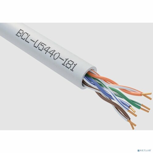 Bion Cable Кабель Кабель витая пара Bion BCL-U5440-181 U/UTP, кат.5e, 4x2x0,40мм AWG 26, медь, одножильный, PVC, для внутренней прокладки, 305м, серый Серый