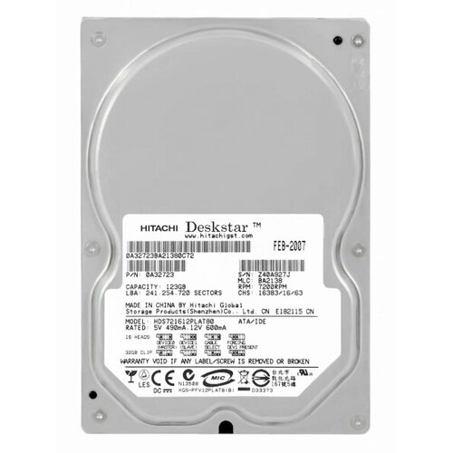 Жесткий диск Hitachi HDS721612PLAT80 123Gb 7200 IDE 3.5" HDD