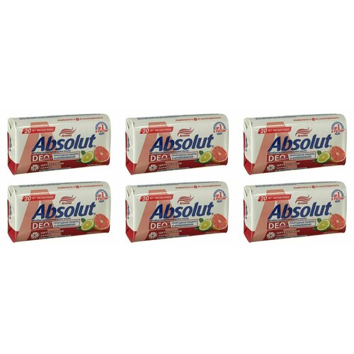 Absolut Мыло антибактериальное Aroma, Deo effect, Грейпфрут и бергамот, 90 гр, 6 штук